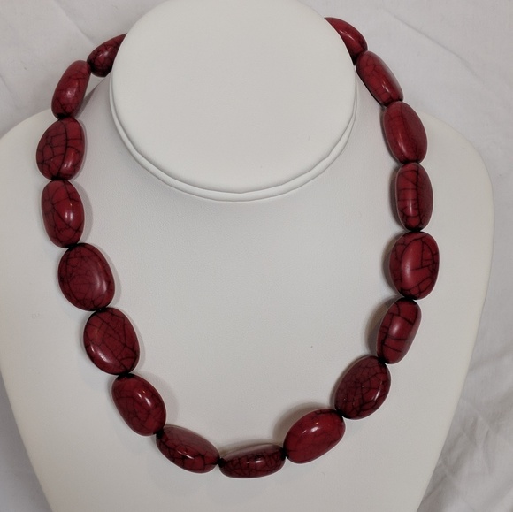 Chaps | Jewelry | Chaps Red Stone Beaded Necklace | Poshmark